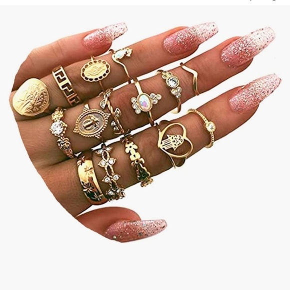Urban Outfitters | Jewelry | 5 Pcs Gold Boho Chic Stackable Knuckle ...